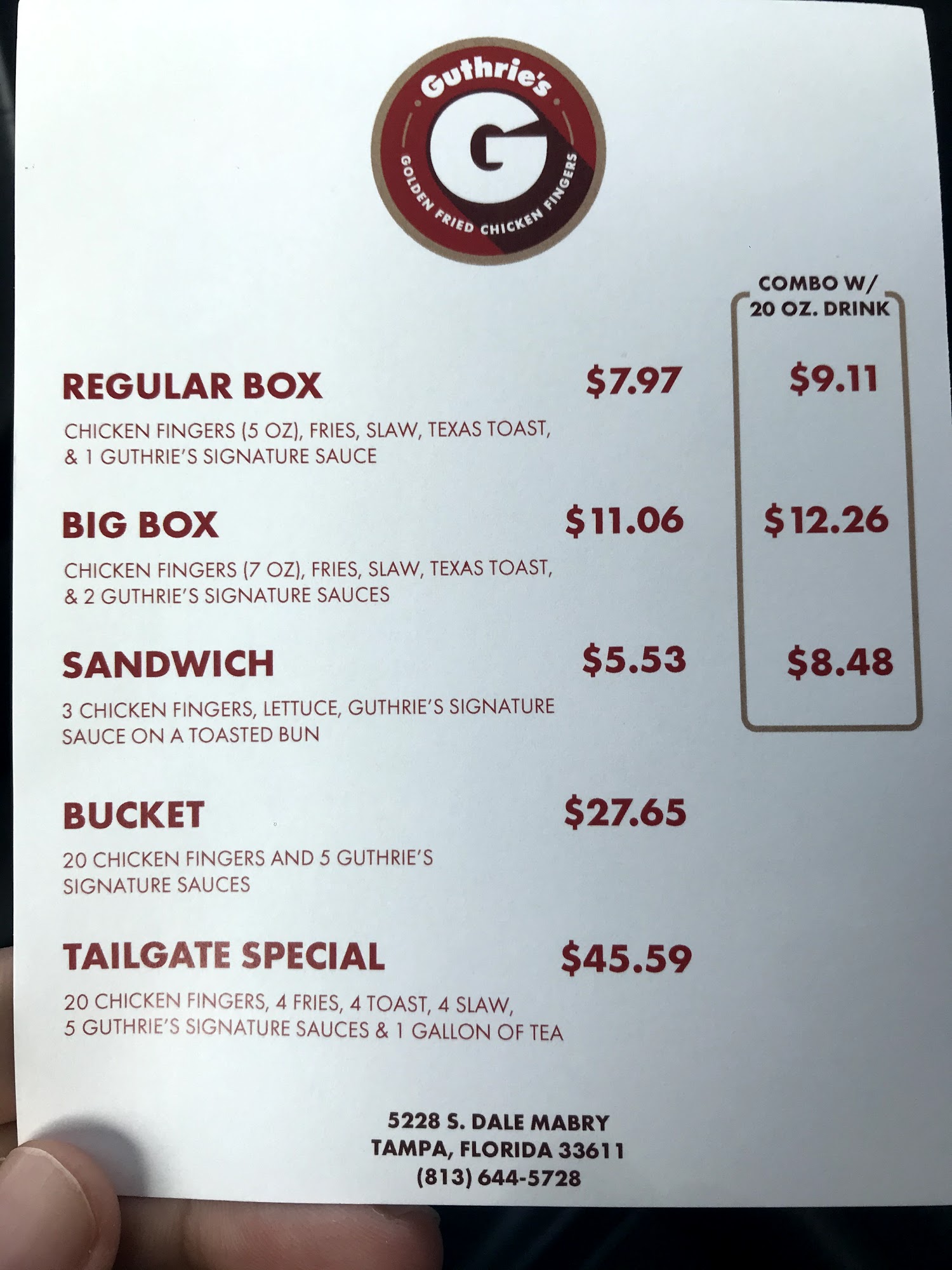 Guthrie's Chicken Fingers, Tampa - Menu, Reviews (220), Photos (49 ...