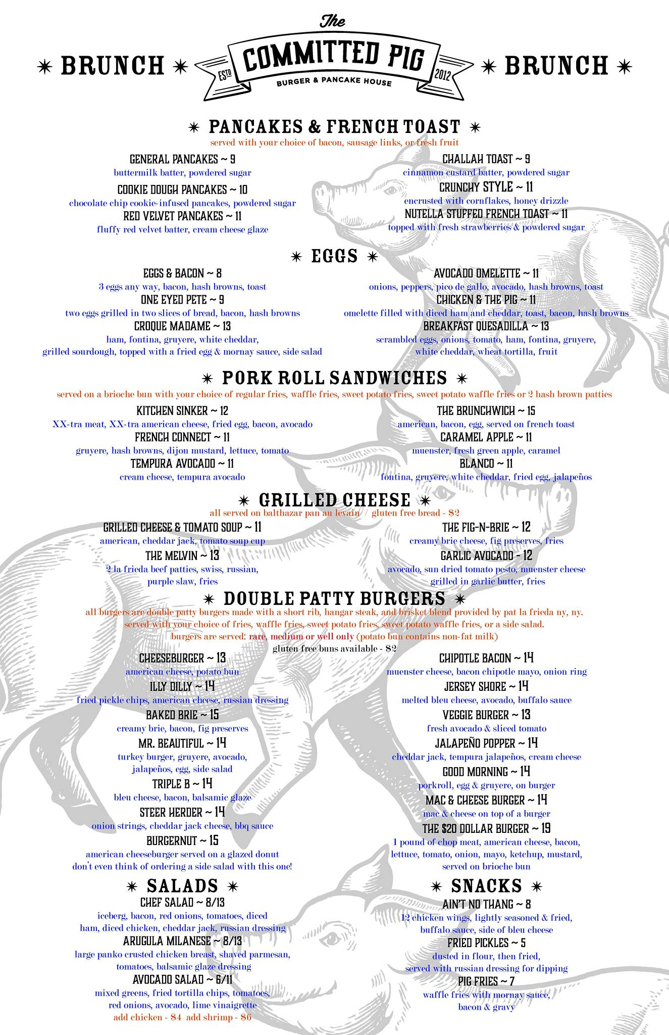 Menu for The Committed Pig, Morristown, NJ - Restaurantji