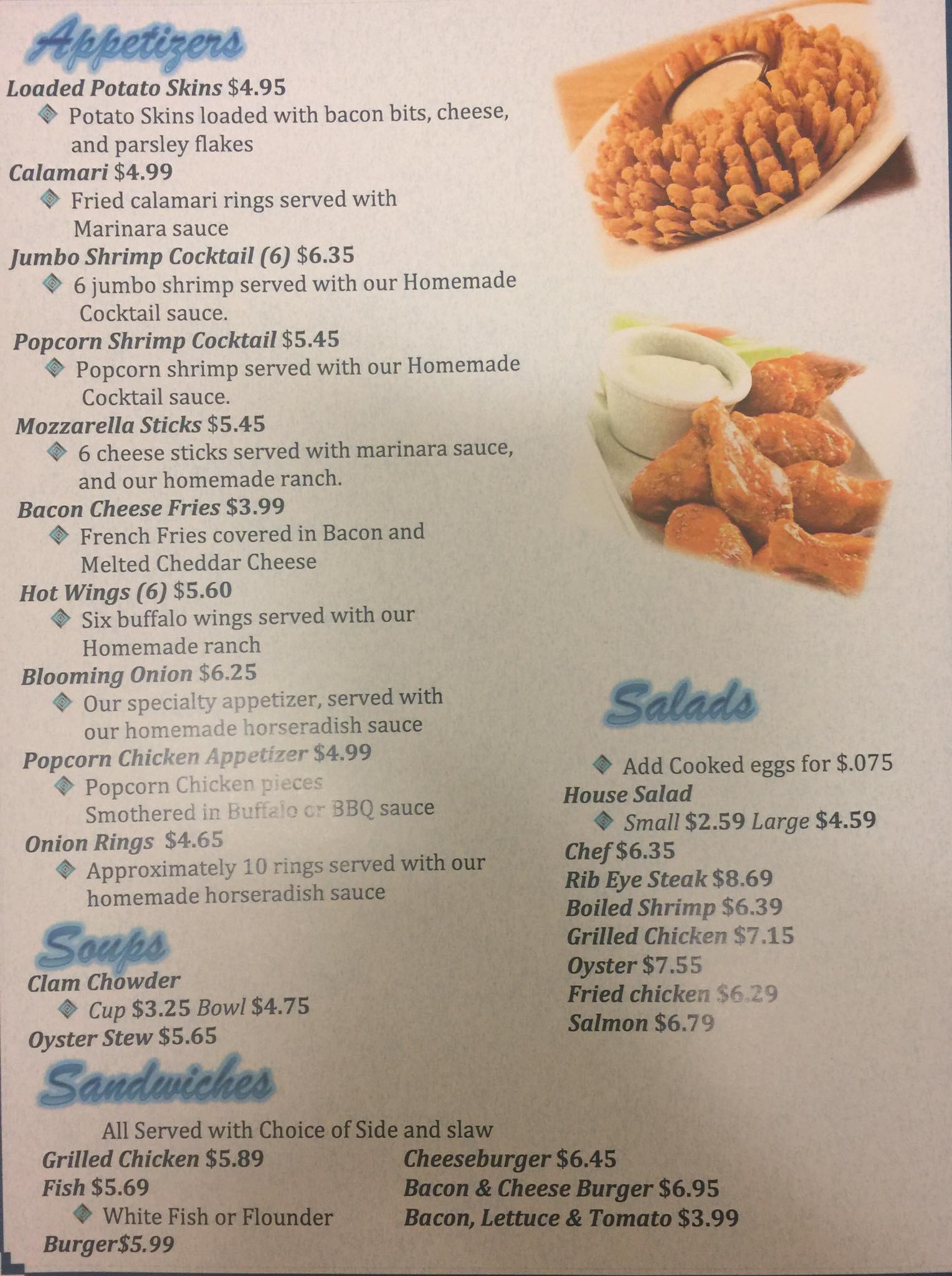 Menu for The Pacific Bay Steak & Seafood Restaurant, Martinsville, VA ...