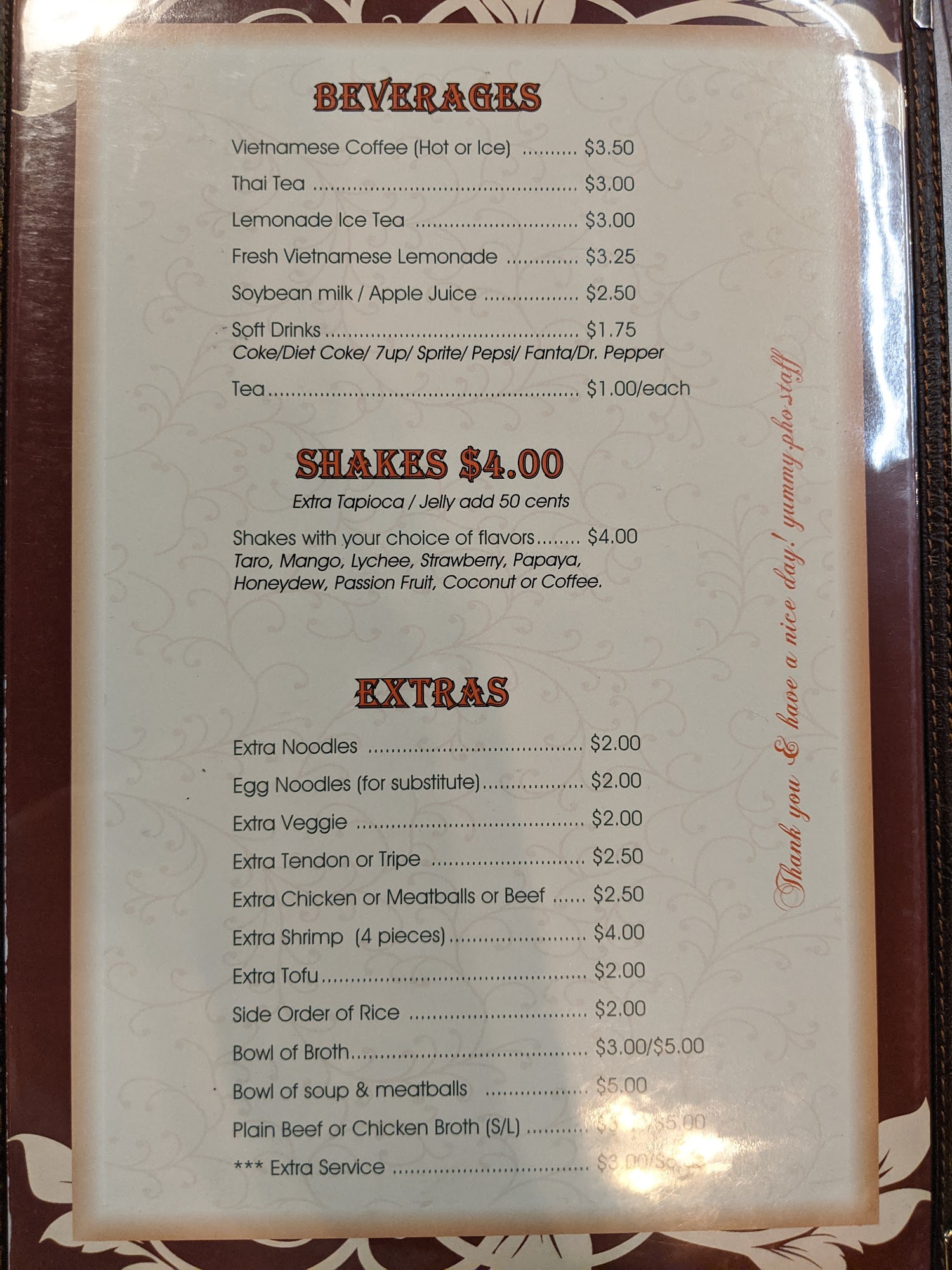 Menu for Yummy Phở, Redmond, WA - Restaurantji